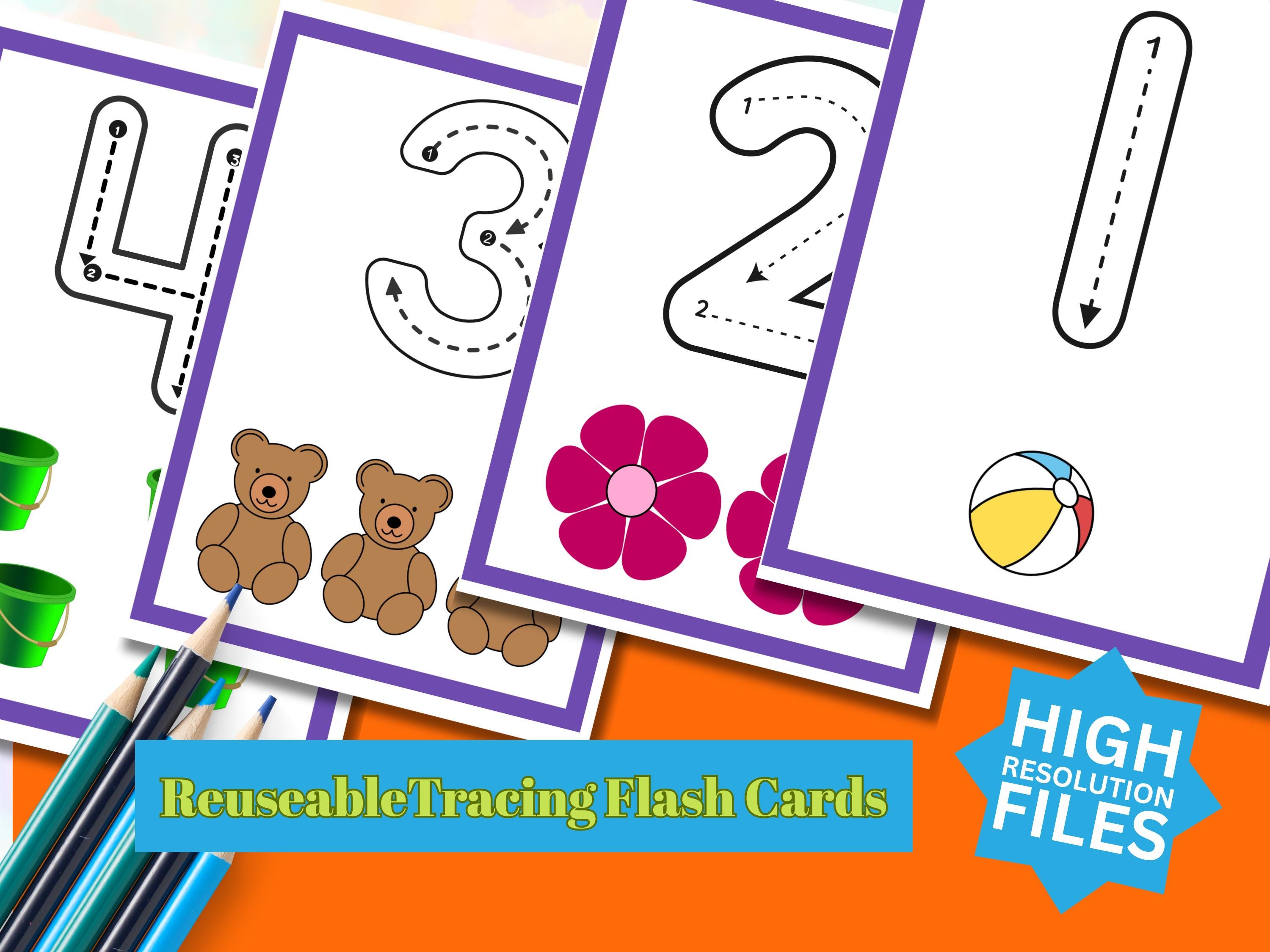 Number Flashcards 1-50: Preschool Counting & Tracing (digital Download ...