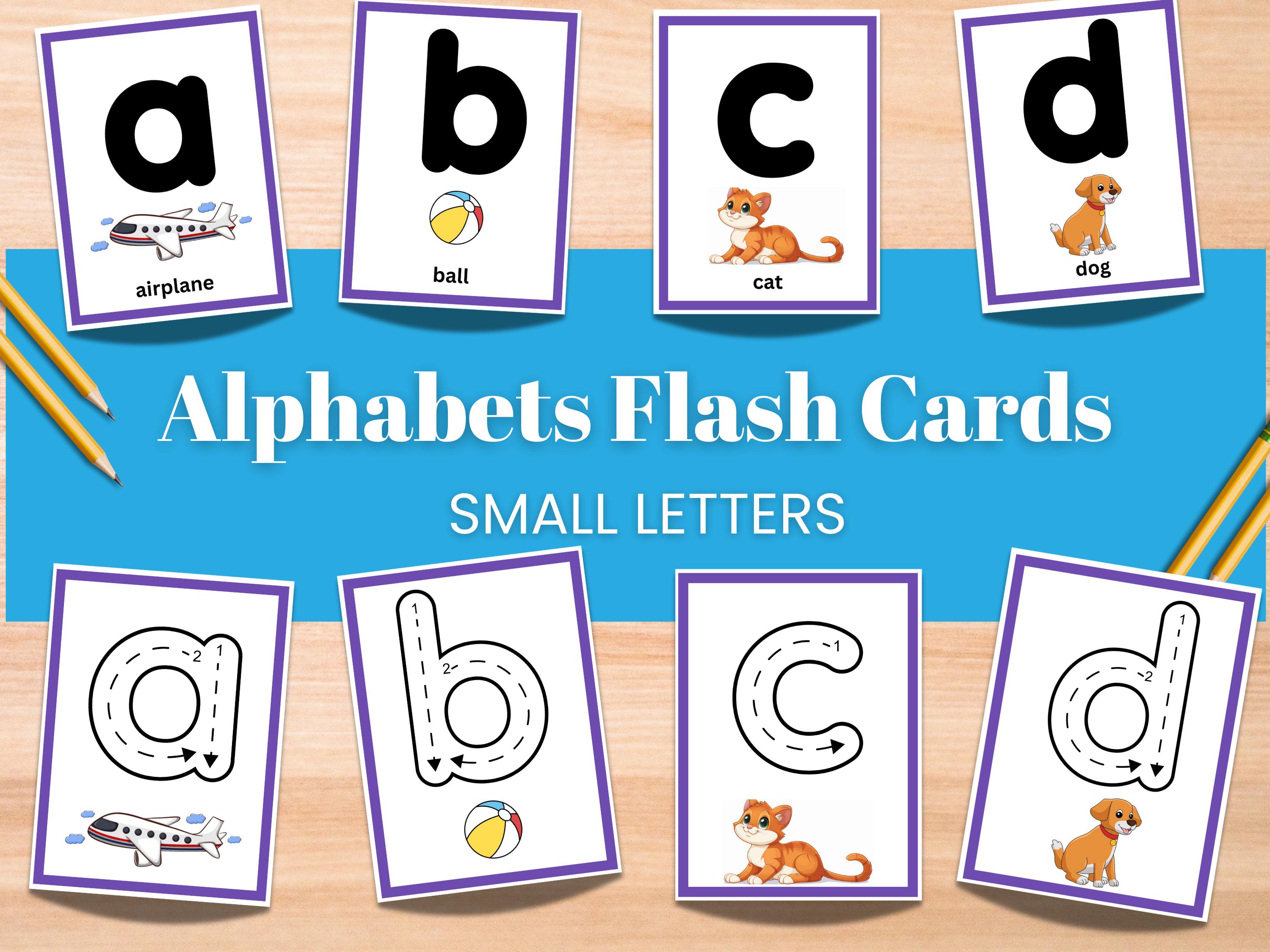A-Z Flash Cards Capital & Small Tracing Letters Handwriting Practice ...