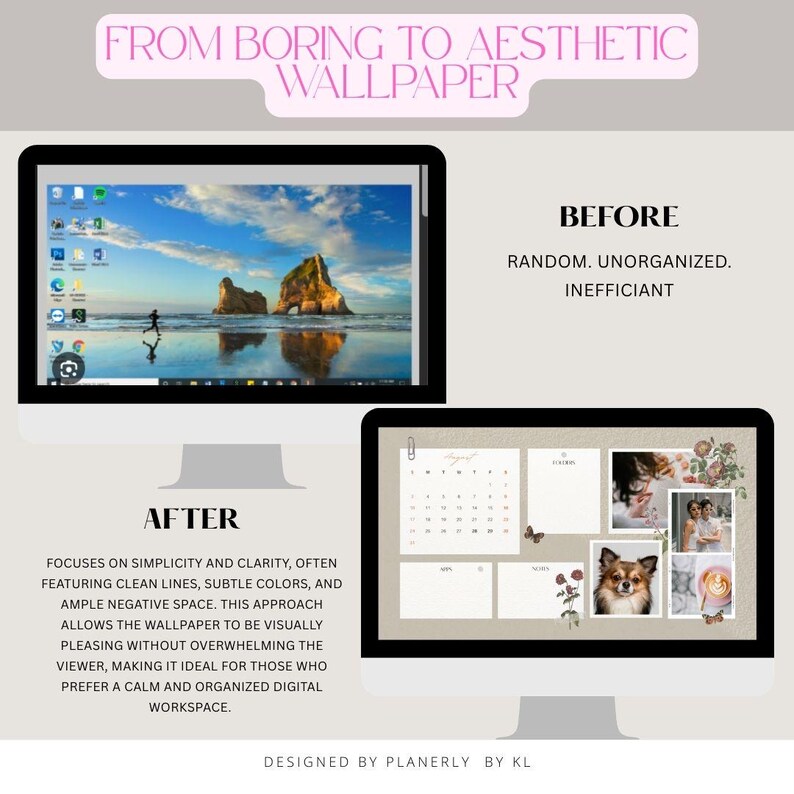 2025 Aesthetic Minimalistic Desktop-laptop Organizer Wallpaper, Digital ...