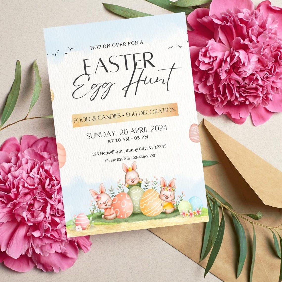 Easter Egg Hunt Invitation - Easter Egg Invite, Easter Invitation ...