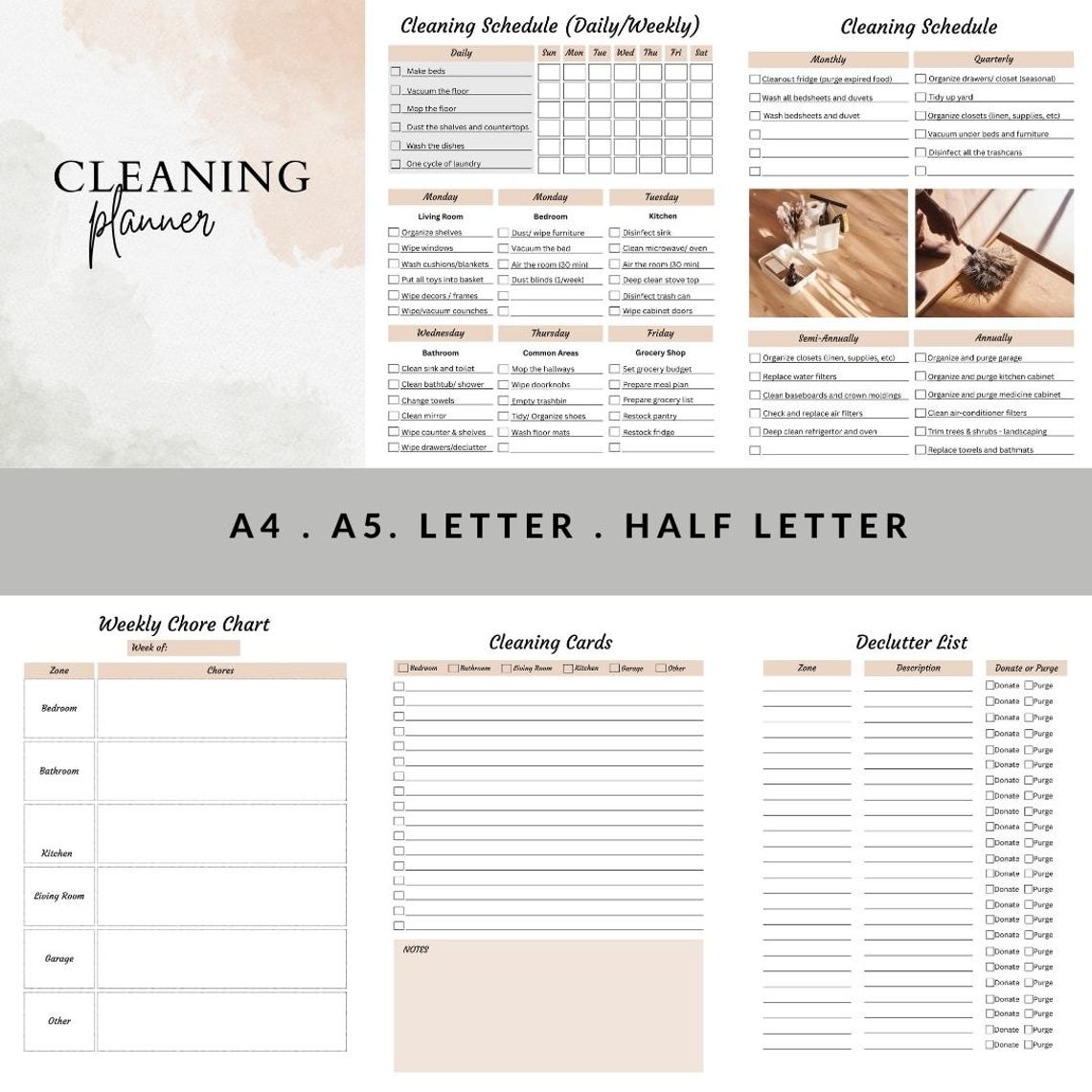 Printable Cleaning Checklist, Cleaning Cards, Cleaning by Room, Home ...