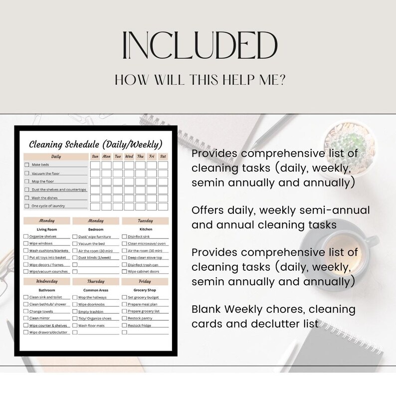 Printable Cleaning Checklist, Cleaning Cards, Cleaning by Room, Home ...