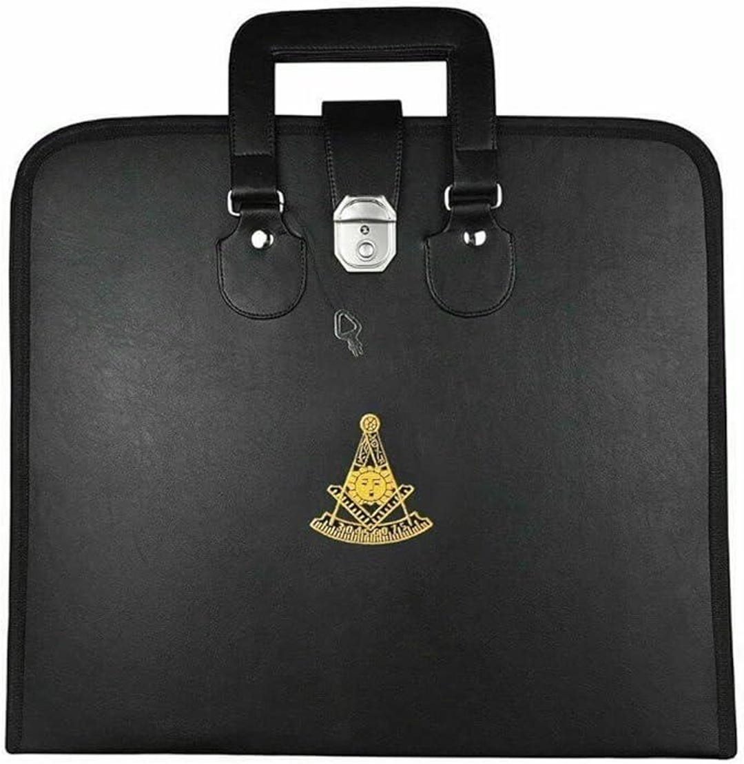 Masonic Regalia Leather Briefcase – Freemason Bag & Apron Case | Black ...