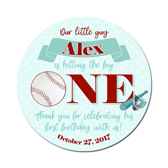 Custom Baseball Birthday Labels Personalized Round Glossy | Etsy