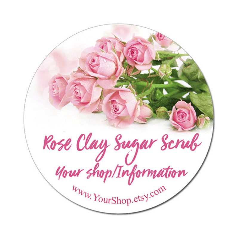 Pink Roses Labels Product Labels for Your Shop Sugar Scrub Bath Beauty ...