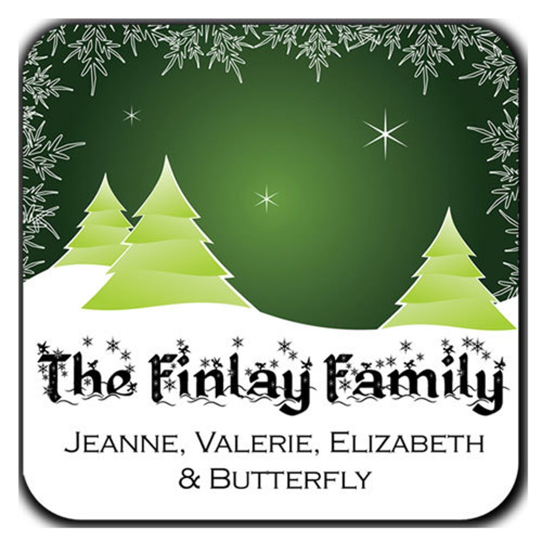 Personalized Holiday Winter Scene Labels 2 Inch Glossy Square Stickers ...