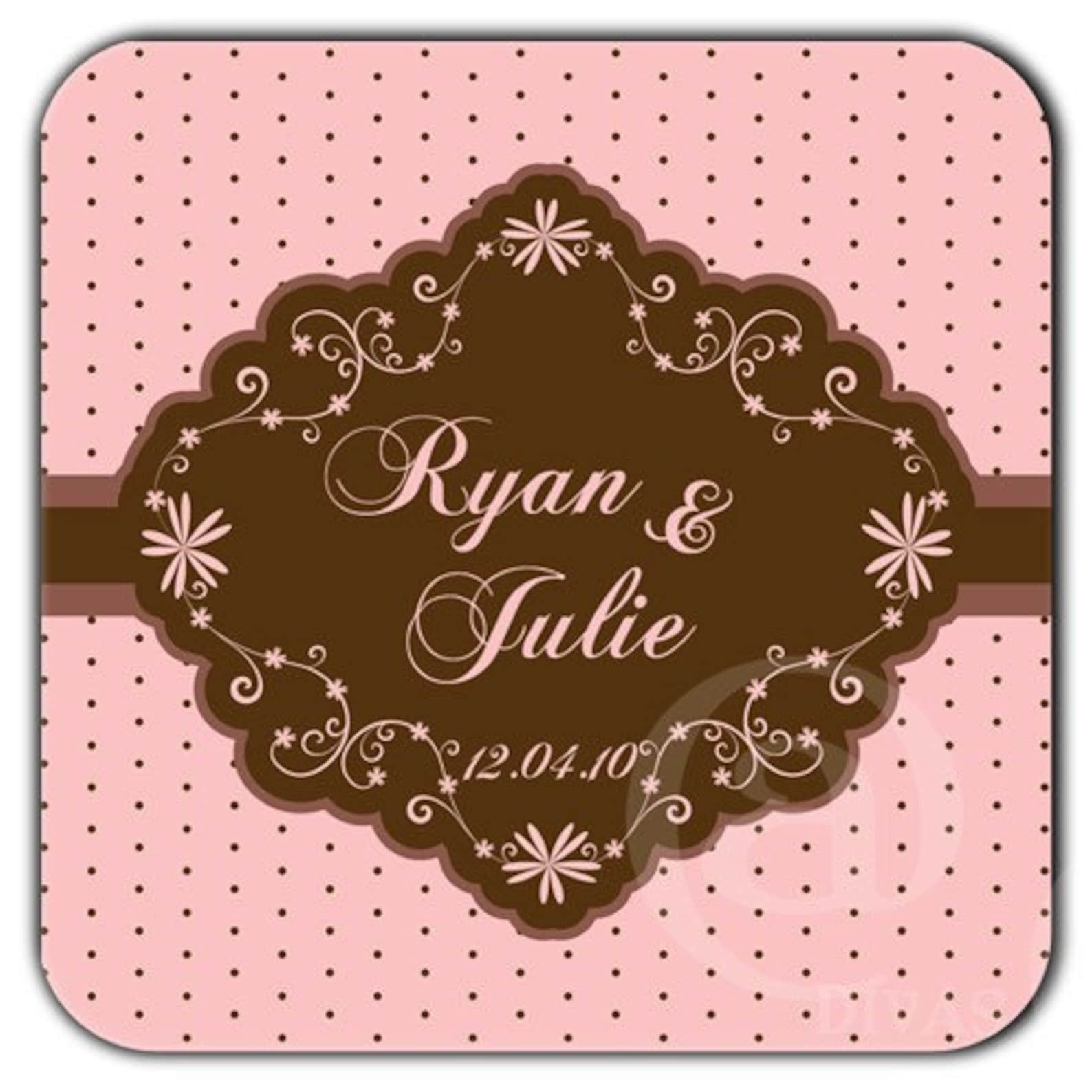 Personalized Decorative Wedding Labels in Pink and Brown With - Etsy