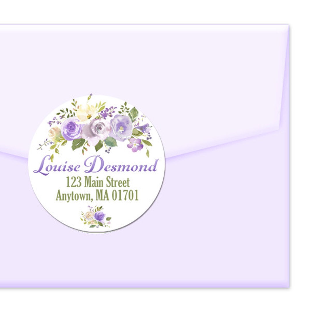 Personalized Address Labels / Purple Ivory Roses / Flower Bouquet ...