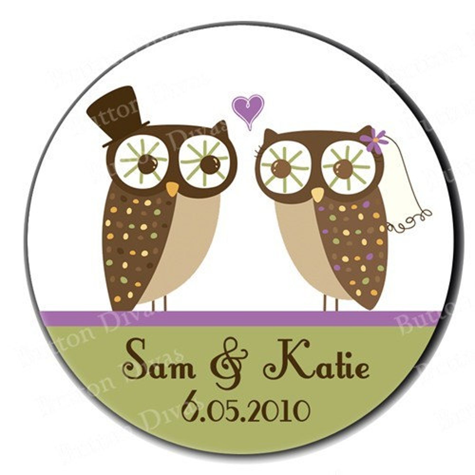 Personalized Owl Bride and Groom Couple in Love Wedding Stickers - Set ...
