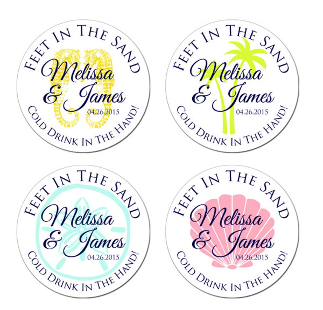 Sea Themed Personalized Wedding Round Glossy Stickers Favor - Etsy
