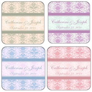 Elegant Teal and Ivory Damask Personalized Wedding Glossy Designer ...