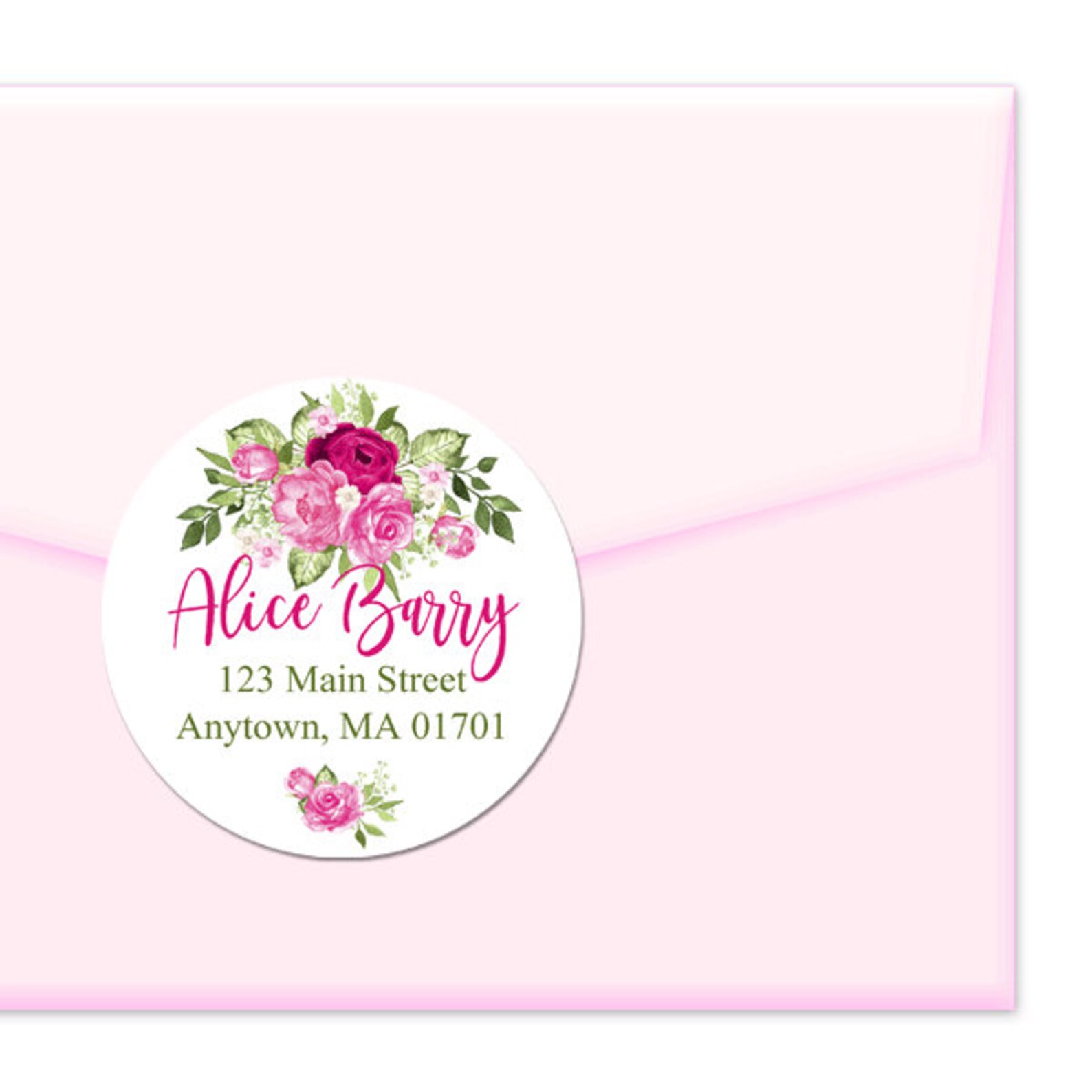 Address Labels / Hot Pink Roses / Watercolor Flowers / Floral - Etsy