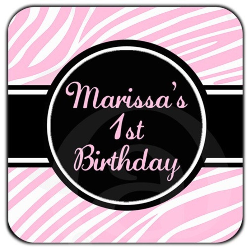 Personalized Zebra Monogram Square Glossy Labels Set of 100 | Etsy