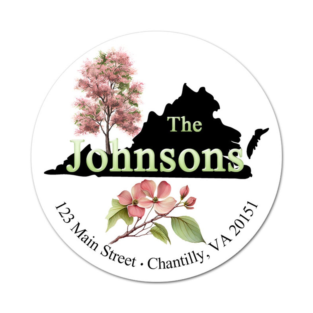 Virginia Address Labels, VA State Flower, Dogwood, Return Address ...