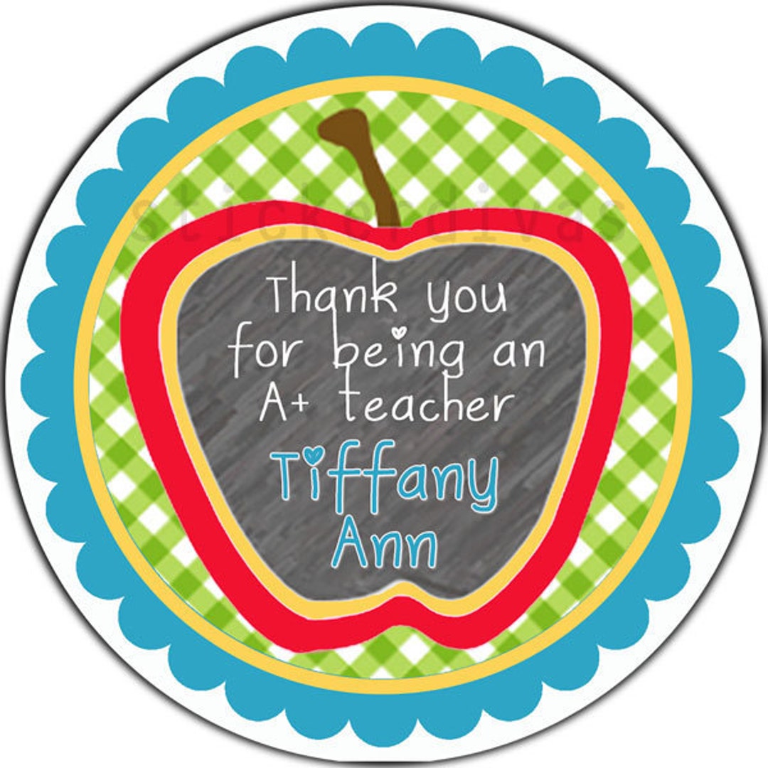 Personalized Teacher Thank You Stickers With Apple Chalkboard - Etsy