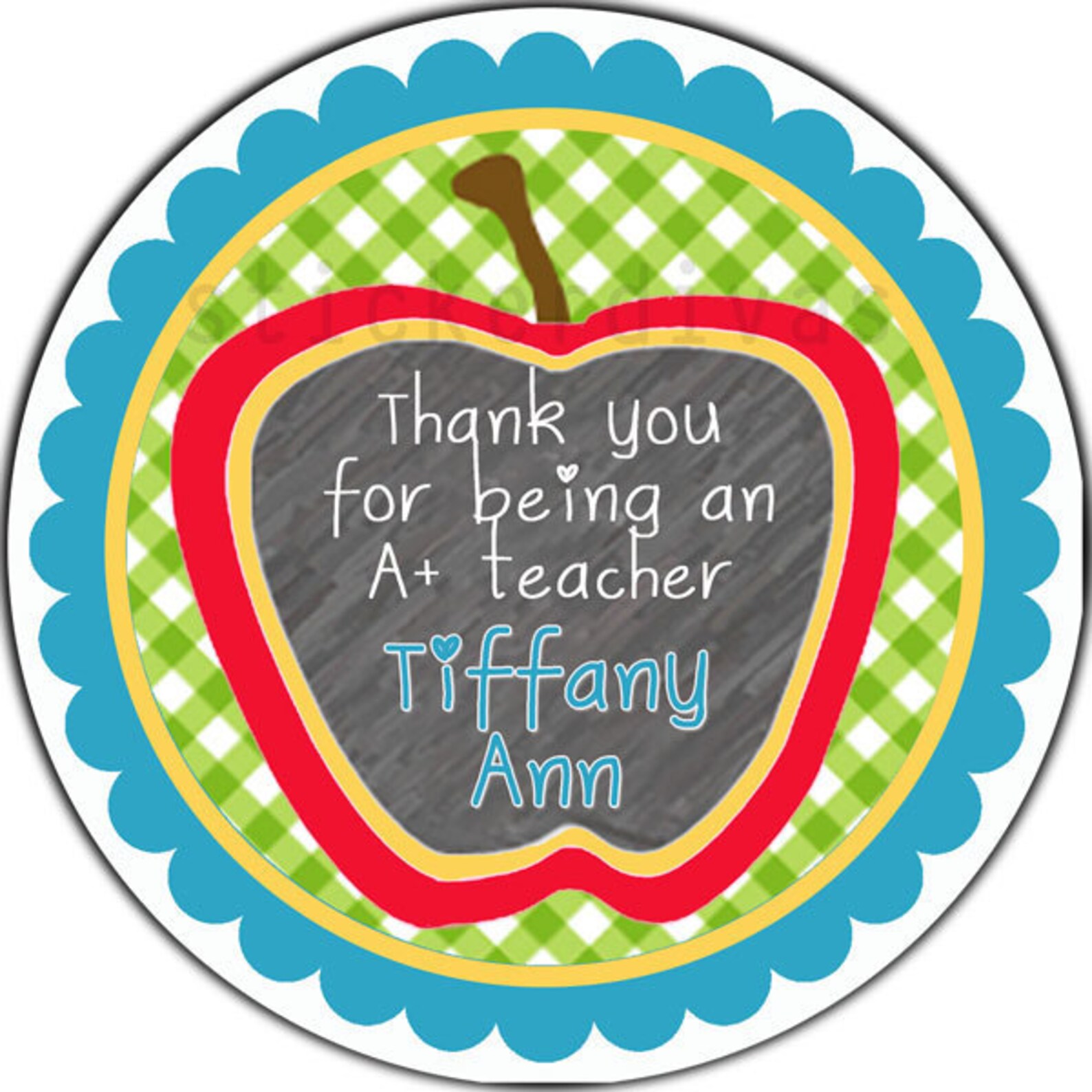Personalized Teacher Thank You Stickers With Apple Chalkboard - Etsy