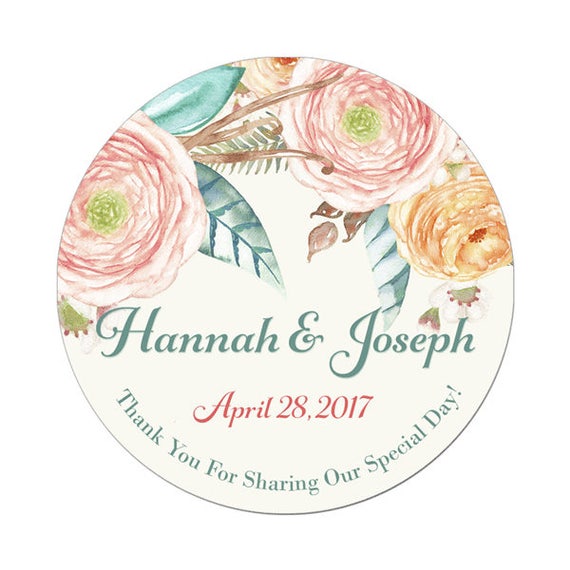 Custom Wedding Labels Personalized Pastel Floral Bouquet | Etsy