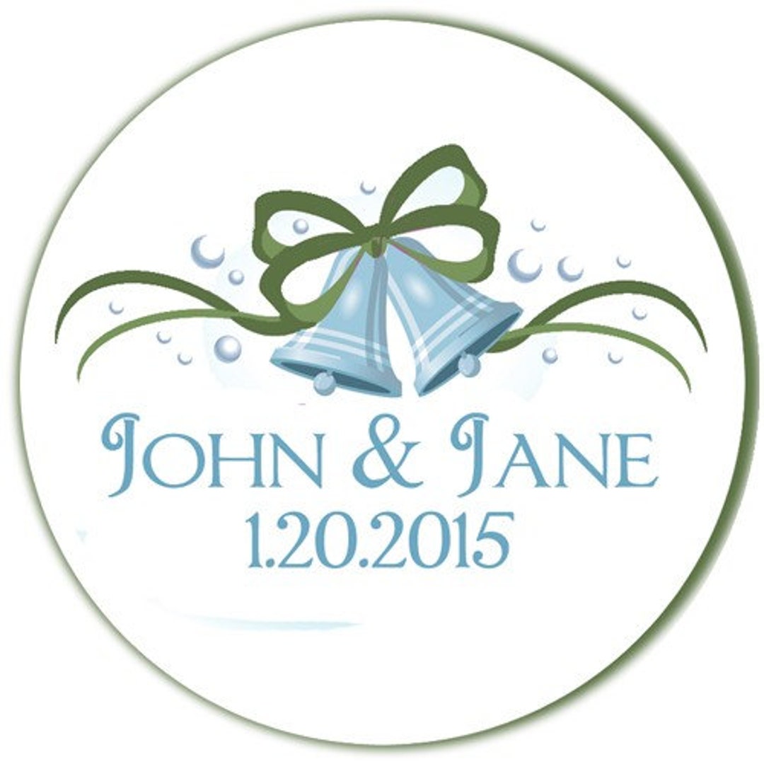 Wedding Bells Personalized Glossy Round Labels - Set of 100 - Etsy