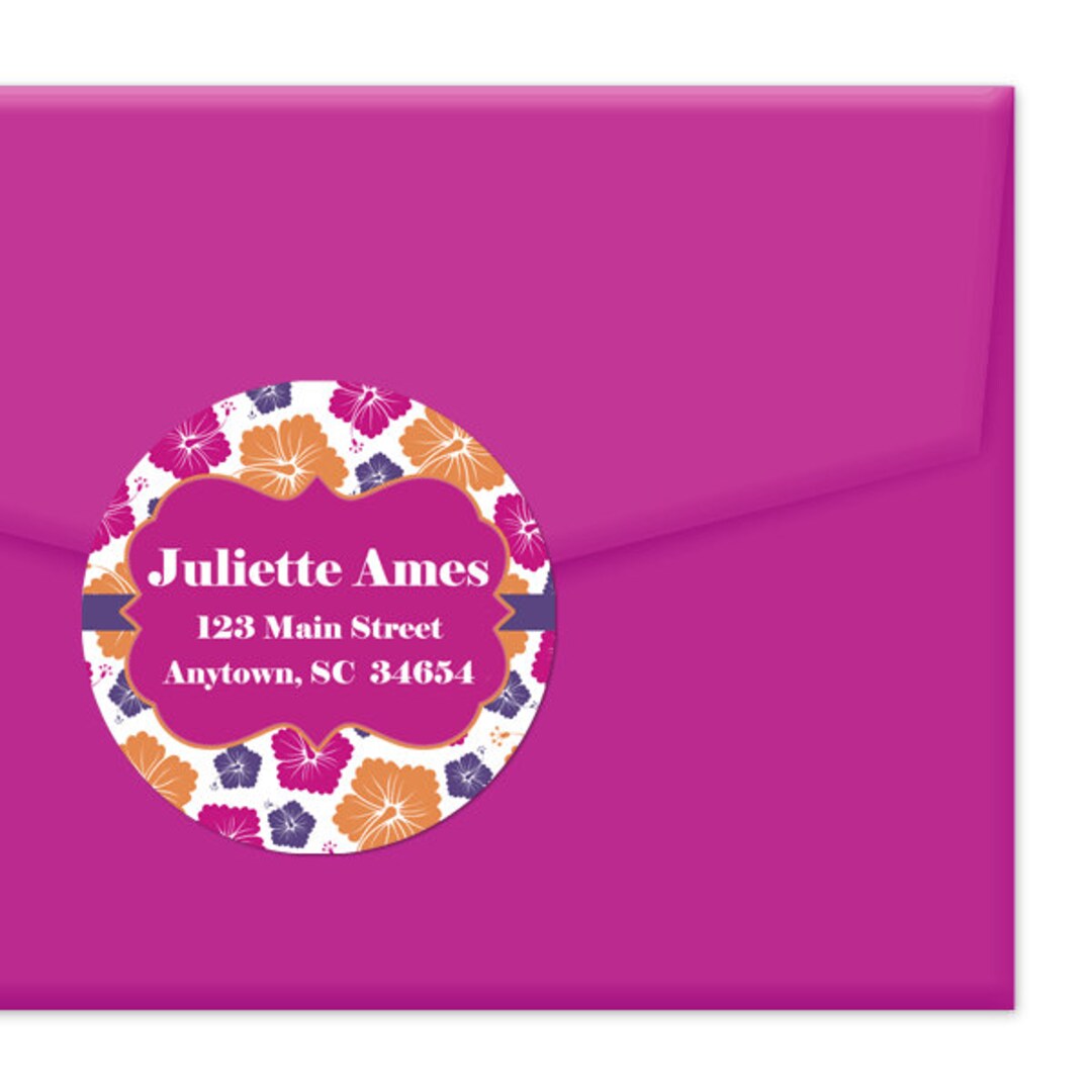 Personalized Address Labels / Colorful Hibiscus Flowers / Tropical ...