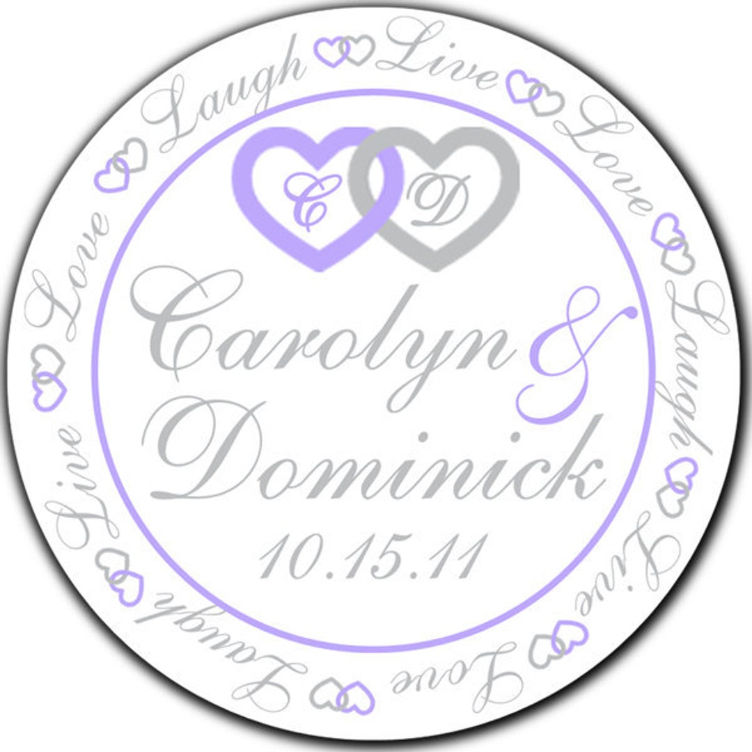 Personalized Double Hearts Monogram - 100 GLOSSY 2 Inch Round Designer ...