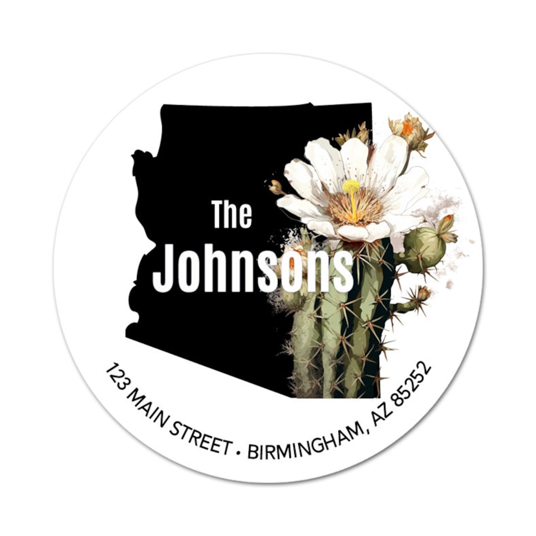 Arizona Saguaro Cactus Flowers Address Labels / AZ State Flower ...