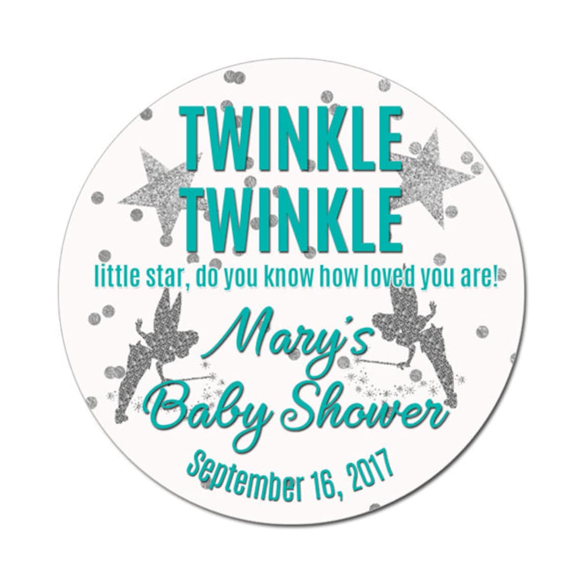 Custom Baby Shower Labels Twinkle Twinkle Personalized Teal - Etsy