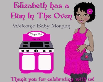Bun in the Oven Stickers, Baby Shower Stickers,personalized New Baby ...