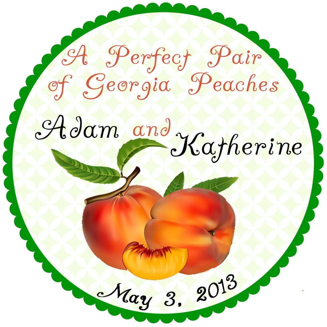 Personalized Wedding Favor Labels Pair of Peaches 100 GLOSSY - Etsy