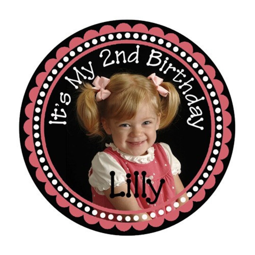 Personalized Photo Birthday Designer Labels - 100 Glossy 2 Inch or 2.5 ...