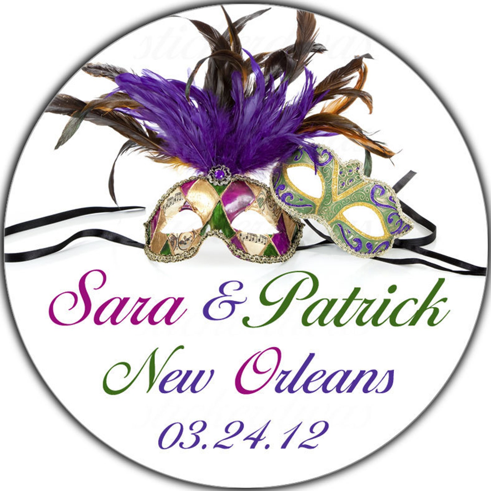 Personalized Mardi Gras Masks Wedding Labels 100 GLOSSY - Etsy