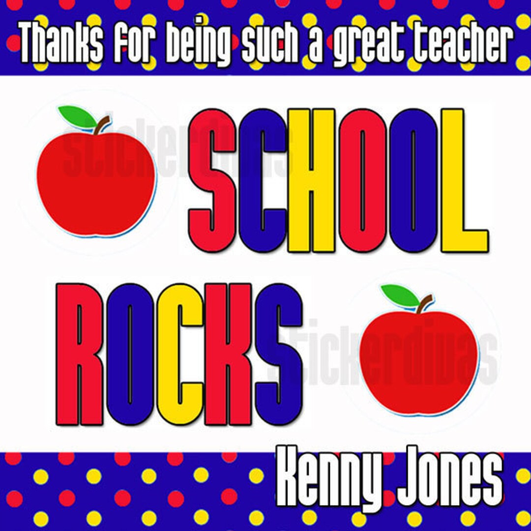 Personalized School Rocks Thank You Stickers With Apple - Etsy
