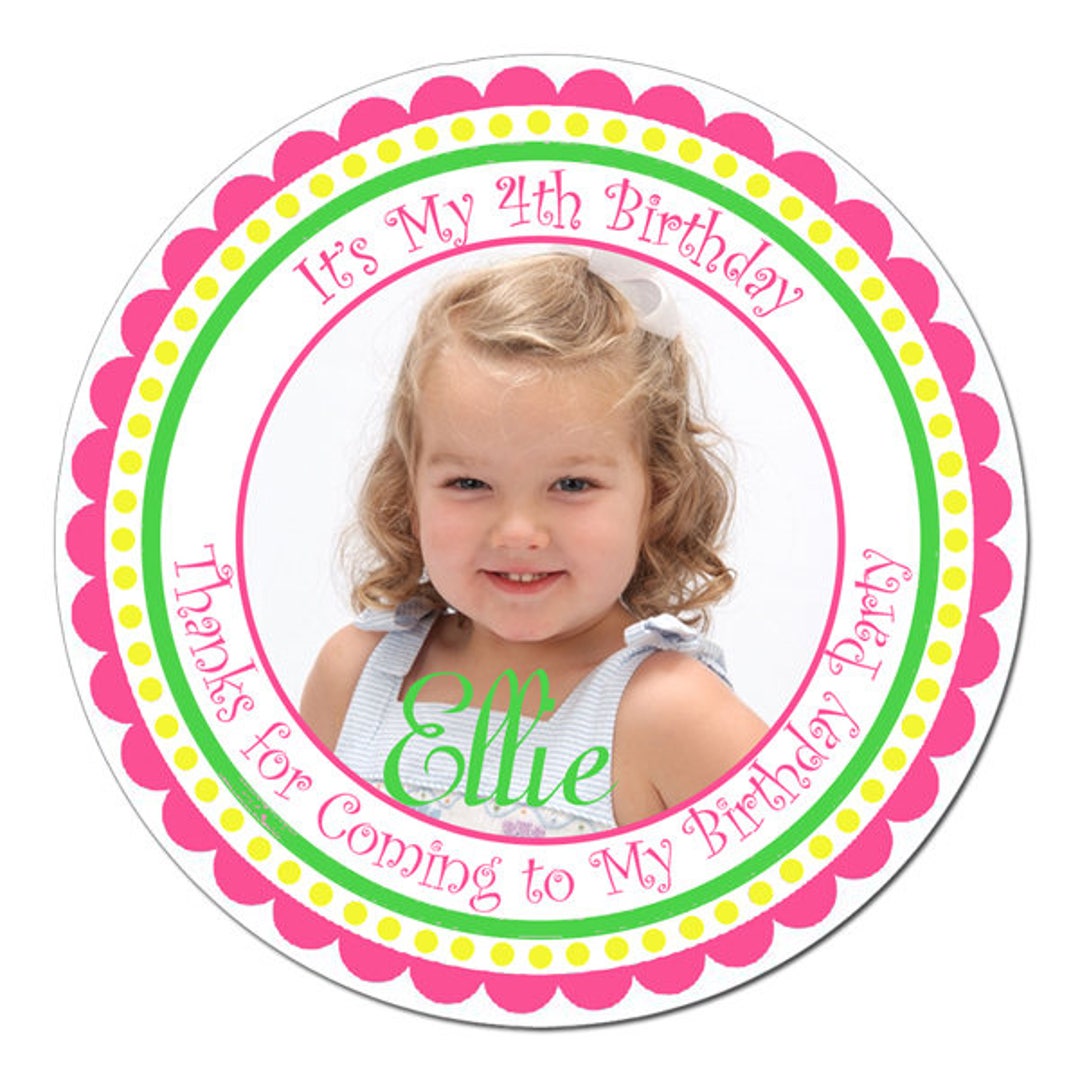 Personalized Birthday Photo Stickers - Set of 100 Round Glossy Labels ...