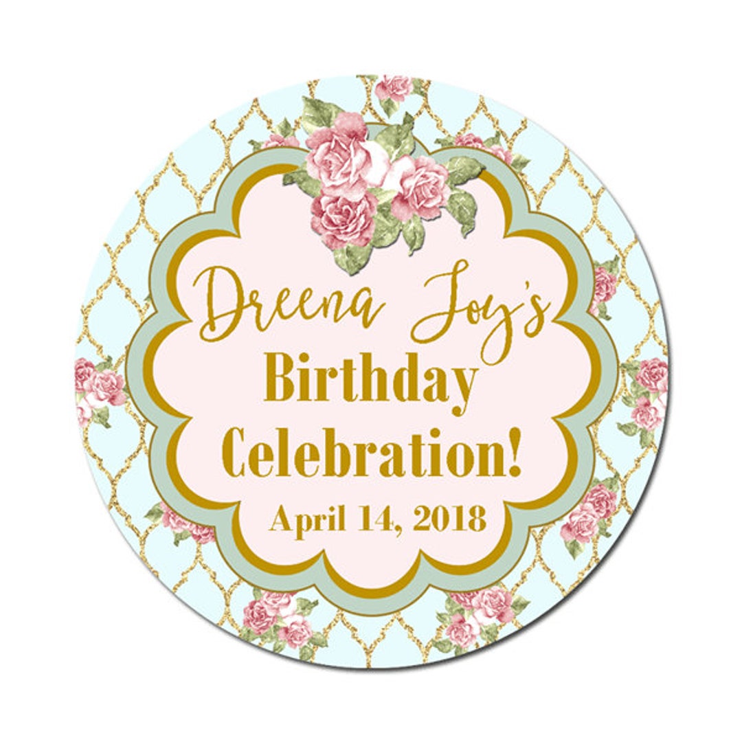 Personalized Birthday Labels / Roses Label / Birthday Stickers ...