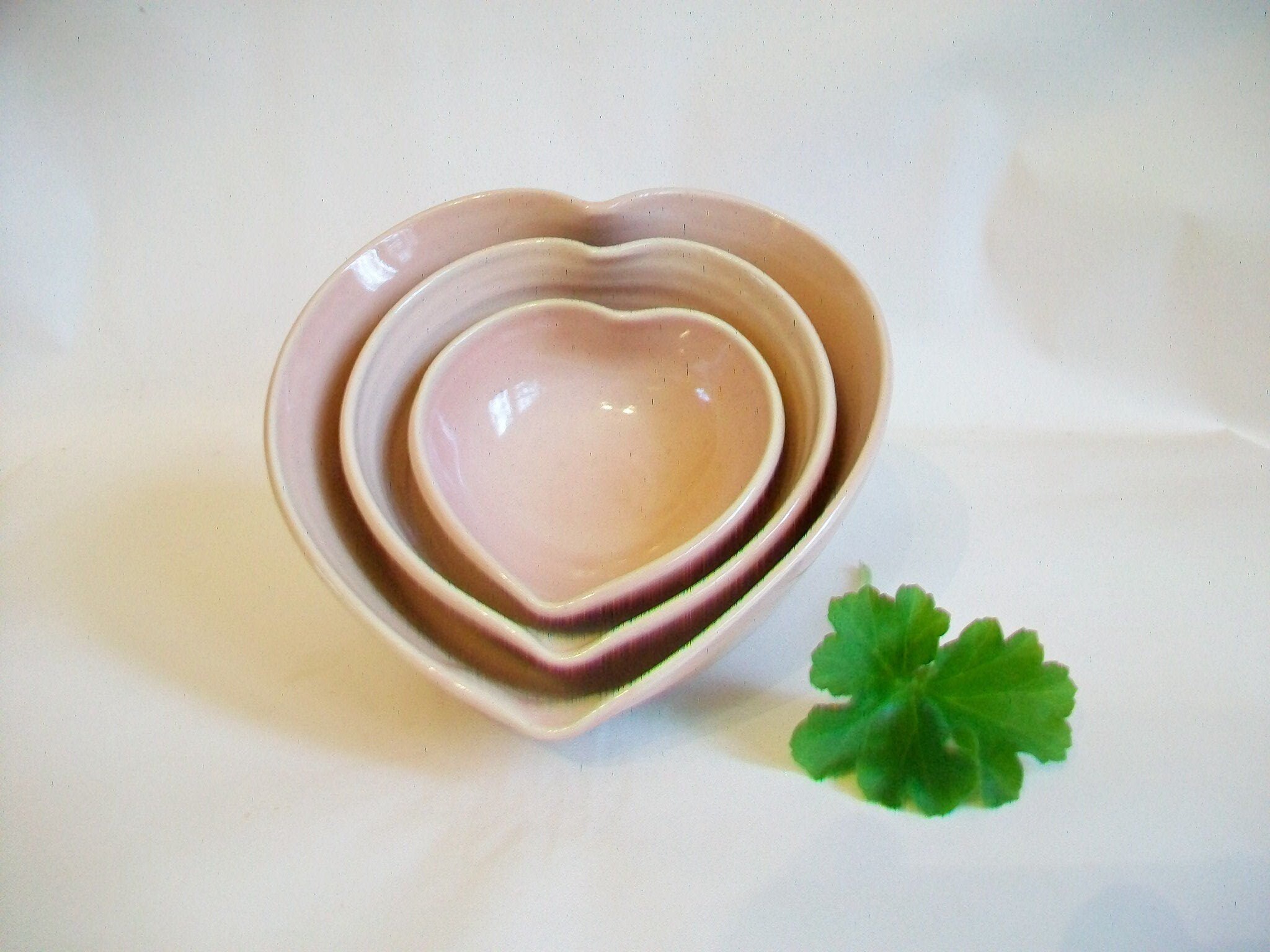 Nesting Heart Bowls Set of 3 Handmade Shades of Soft Pink | Etsy