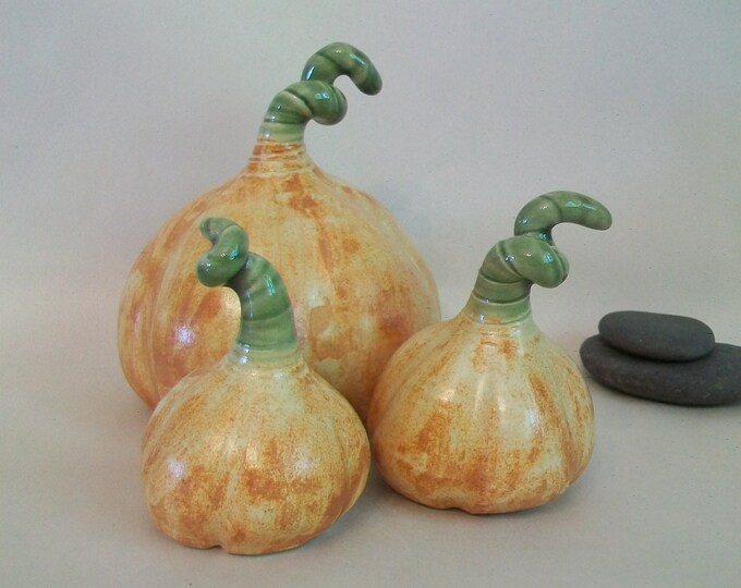Pumpkins Set of 3 Fall Decor Holloweenthanksgiving - Etsy