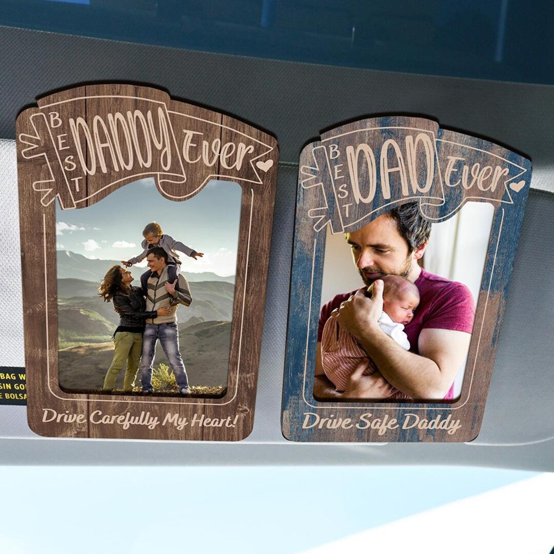 Personalized Car Photo Frame for Dad, Best Dad Ever Rearview Mirror ...