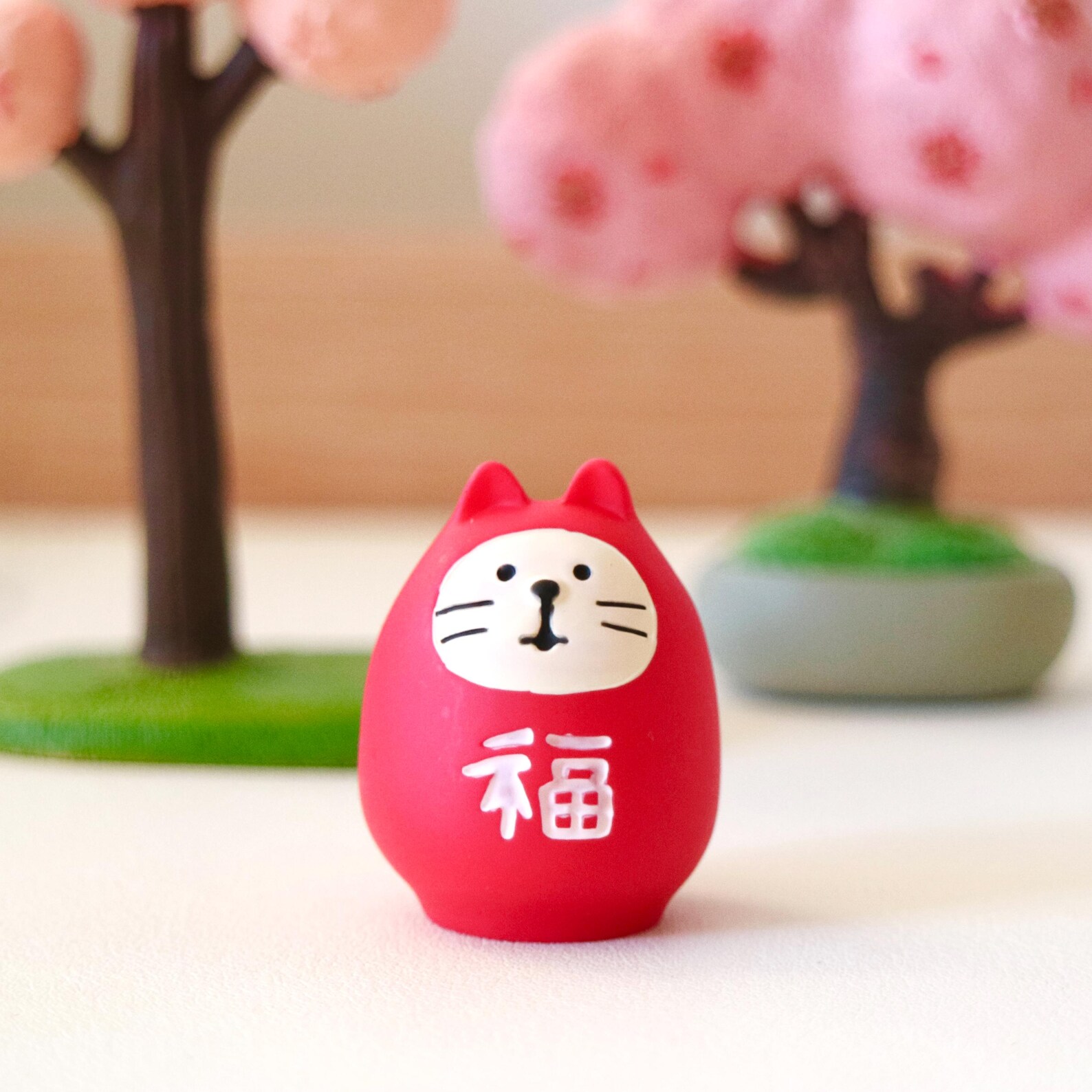 Japanese Cat Daruma Doll, Cute Daruma Doll Figure, Lucky Cat Decoration ...