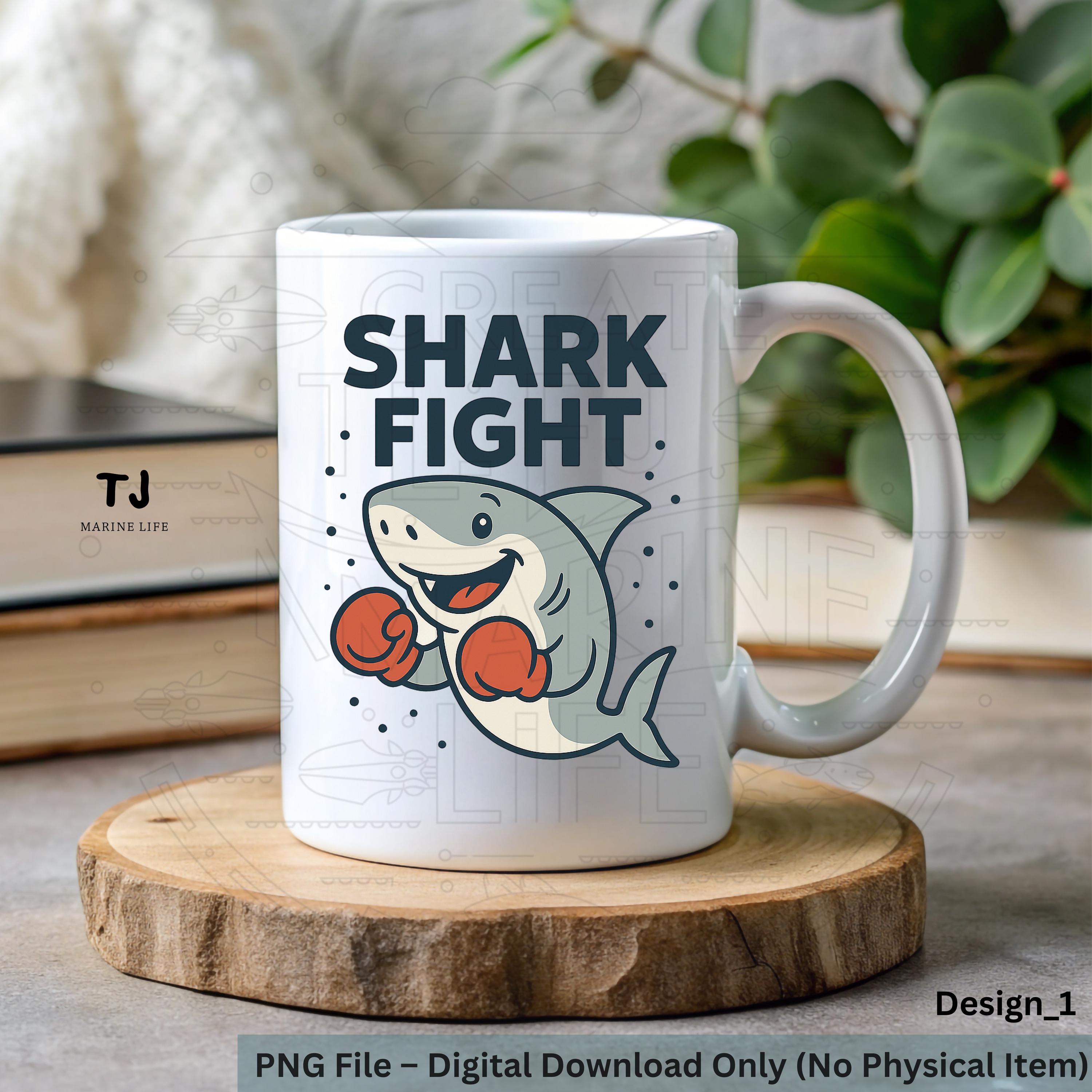 Boxing Shark PNG Bundle – 2 Cartoon Shark Fight Designs for T-shirts ...