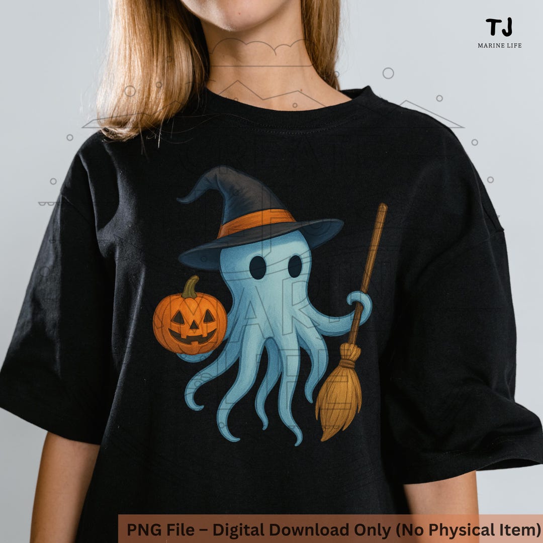 Sea Halloween Octopus PNG – Ghost Octopus With Pumpkin – Cute Spooky ...