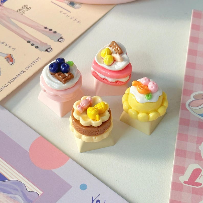 3D Pastel Keycap Set – 2 Handmade Keys for Mechanical Keyboard, Kawaii ...