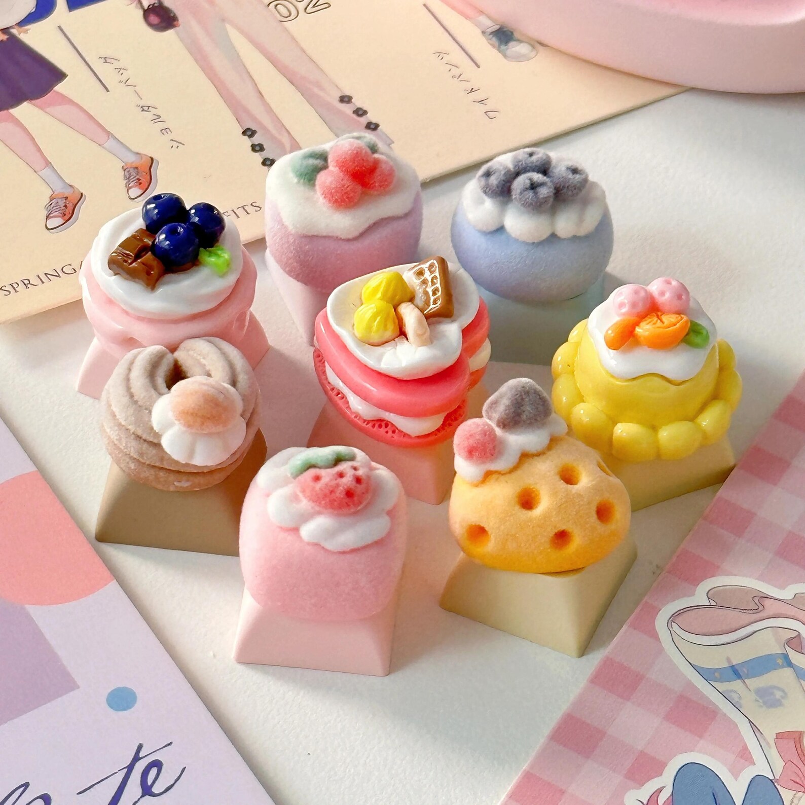 3D Pastel Keycap Set – 2 Handmade Keys for Mechanical Keyboard, Kawaii ...