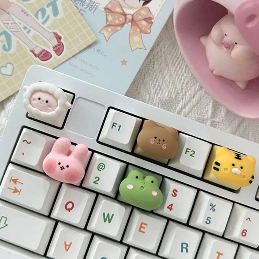 Kawaii Animal Keycaps | Handmade Custom Keycaps | Teddy Bear, Tiger and ...