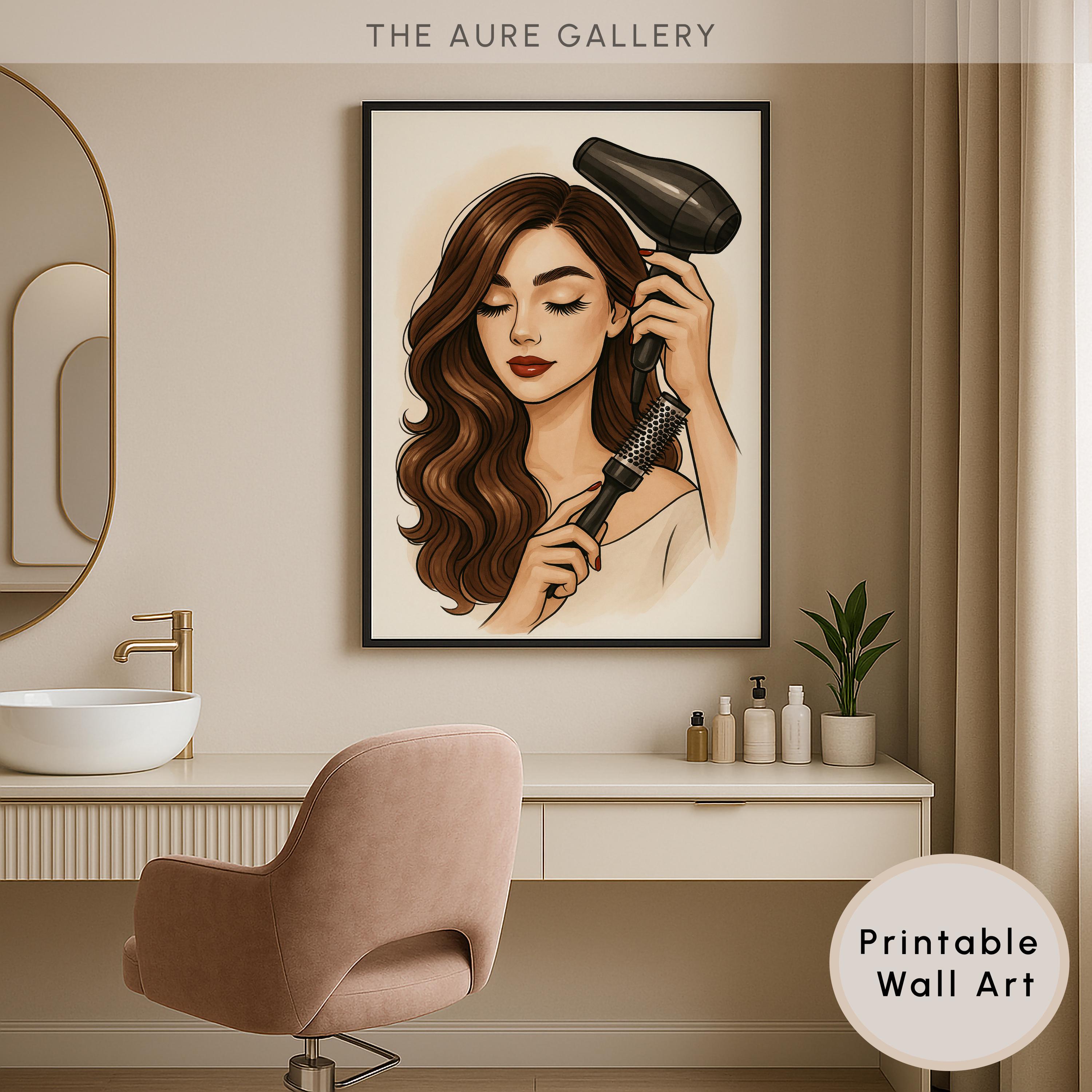 Hair Salon Wall Art Set of 2 | Hairstylist Printable Decor | Blow Dryer ...