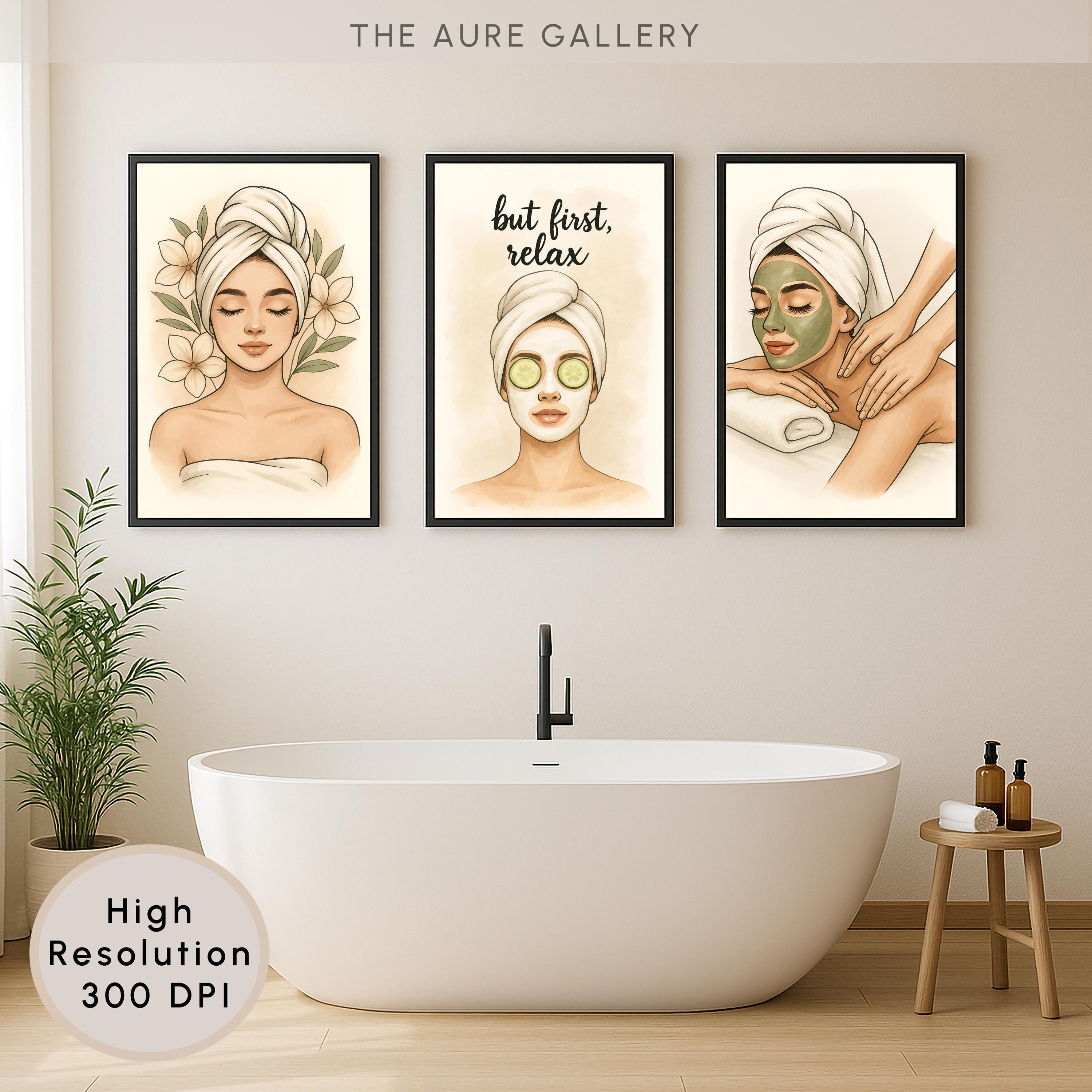 Spa Wall Art Set of 3| Esthetician Printable Decor | Relaxing Self Care ...