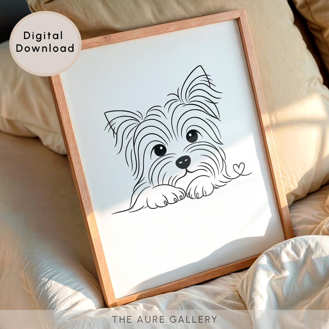 Yorkshire Terrier Line Art Print | Yorkie Dog Wall Art | Minimalist ...