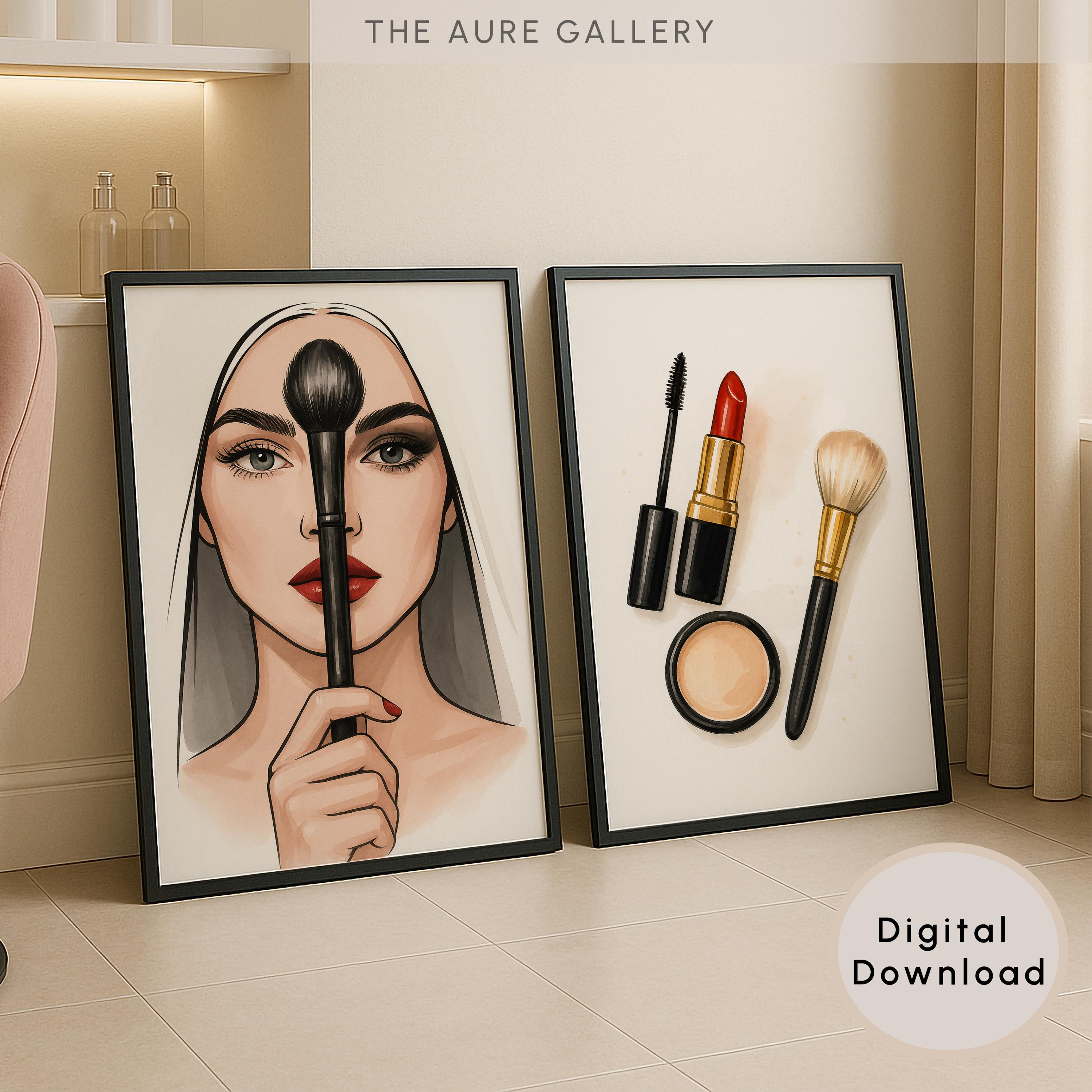 Glam Makeup Wall Art Set | Vanity Room Decor Prints | Beauty Salon Wall ...