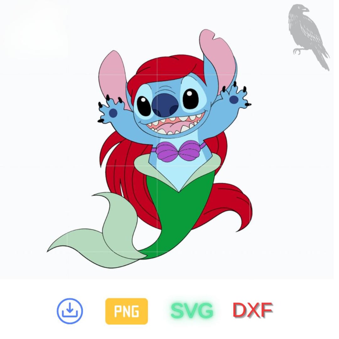 Stitch Princess Ariel , Stitch Svg , Stitch Clipart , Cute Sublimation ...