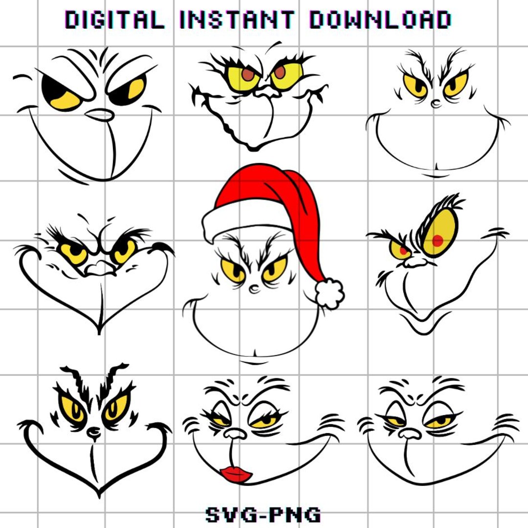 Grinch Christmas SVG Bundle: Grinch Faces, Grinchmas Svg - Etsy