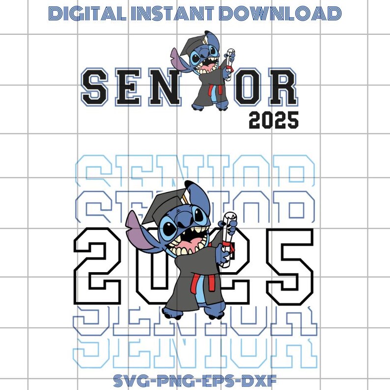 Stitch Graduation SVG, Graduate Clipart, School Digital File, Cartoon ...