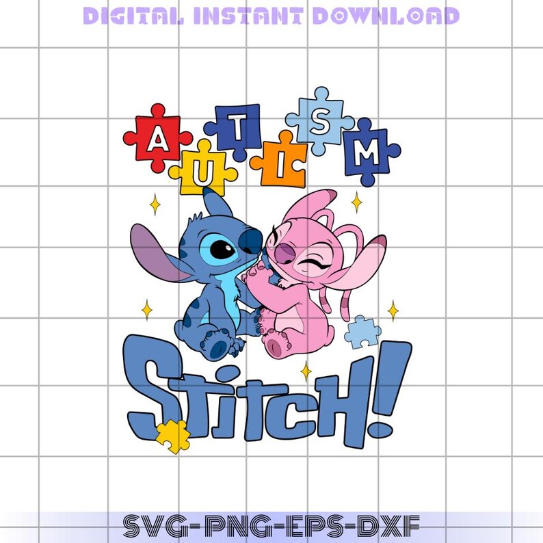 Autism Stitch With Lilo Png, Sublimation Design Download, Autism ...